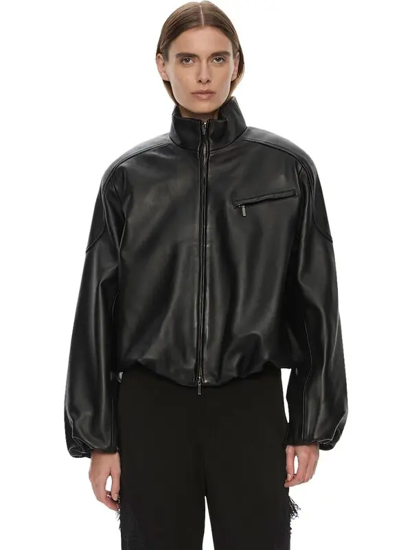 Christopher Esber Dannie Leather Bomber Jacket - Black
