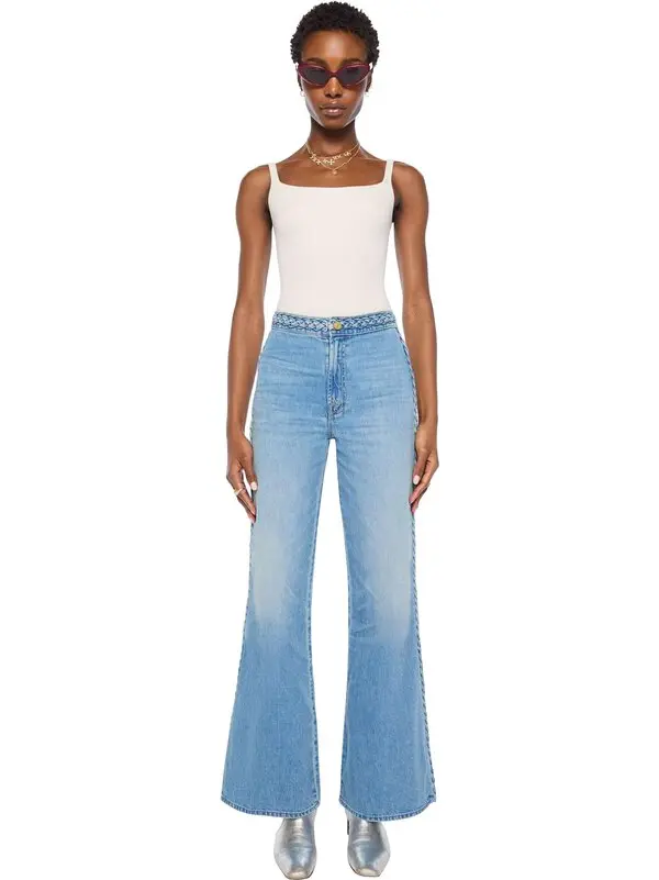 MOTHER The Braided Hustler Roller Sneak Tomorrow Never Knows Jeans - Light Blue