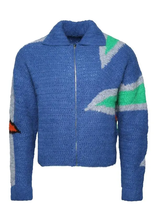 NAHMIAS Crochet Zip-up Sweater - Blue