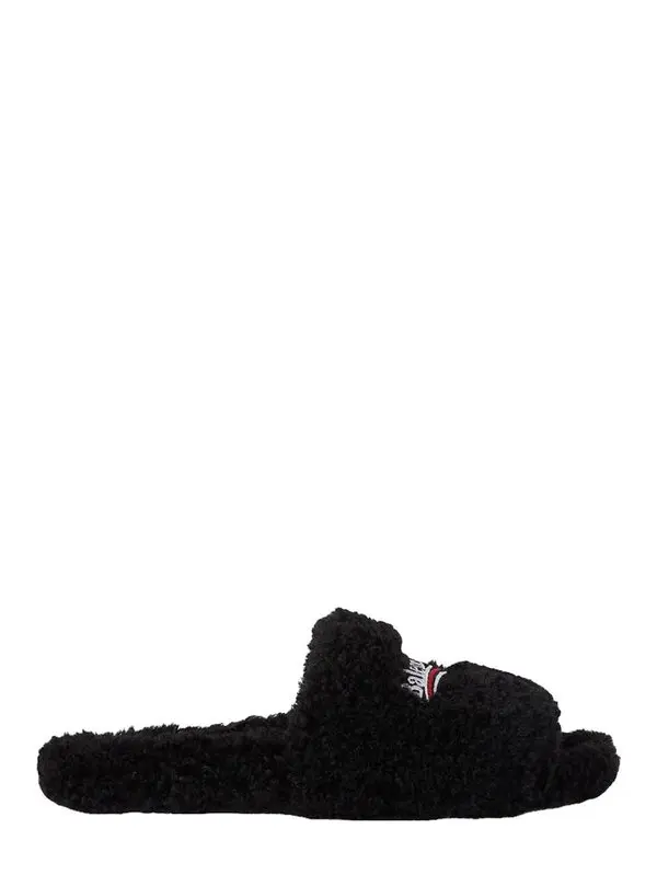 Balenciaga Furry Slide Sandal - Black