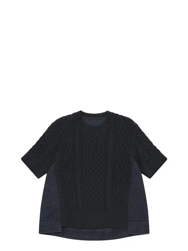 Sacai Short Sleeve Hybrid Top - Black