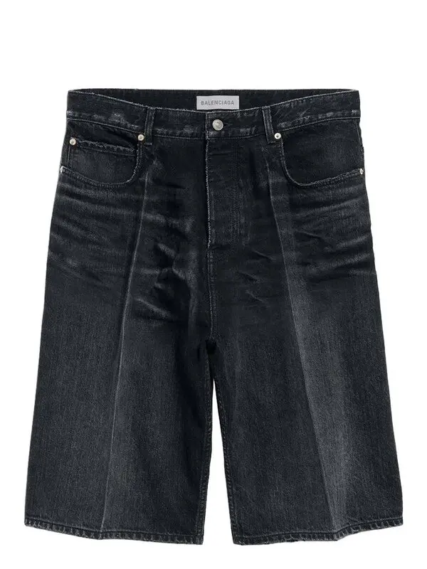 Balenciaga Denim Stay Press Shorts - Black