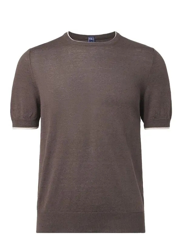 Fedeli Knitted Linen And Cotton Sweater - Brown