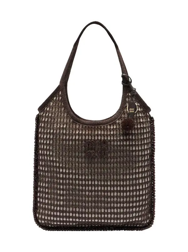 Miu Miu Raffia-effect Crochet Shopper - Brown