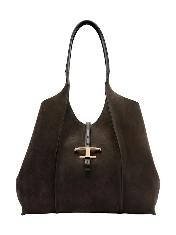 TOD'S T Timeless Medium Suede Tote Bag - Brown