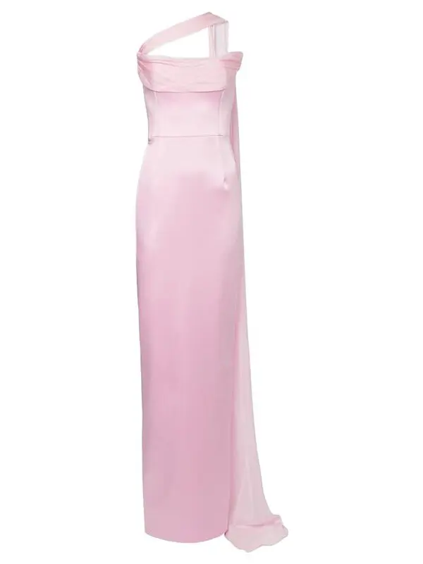THE NEW ARRIVALS ILKYAZ OZEL Julietta Scarf-detail Satin Gown - Pink