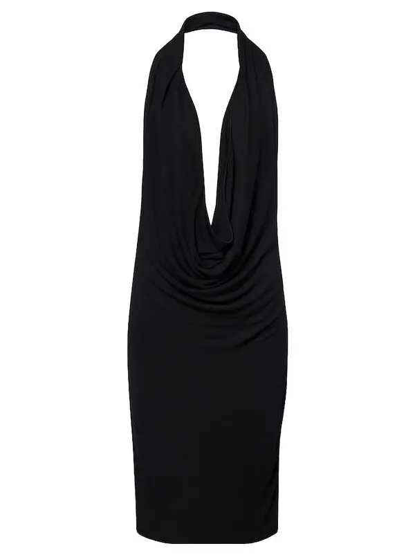 Gucci Draped Halterneck Crêpe Jersey Minidress - Black