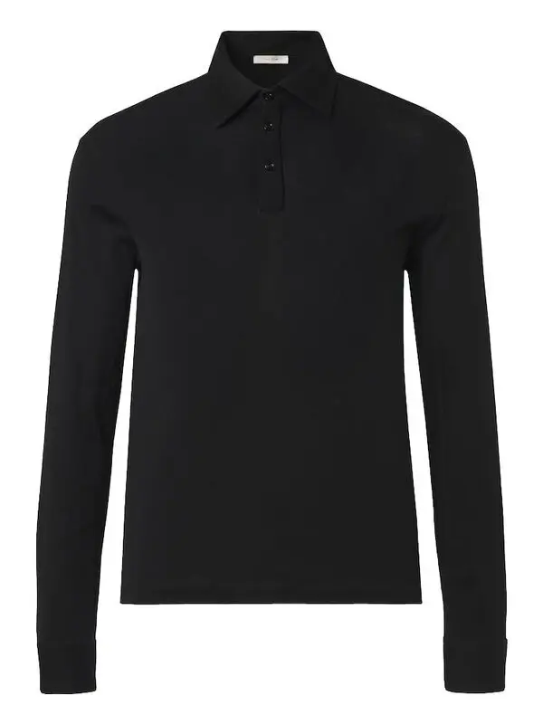 THE ROW Reyes Cotton Polo Shirt - Black