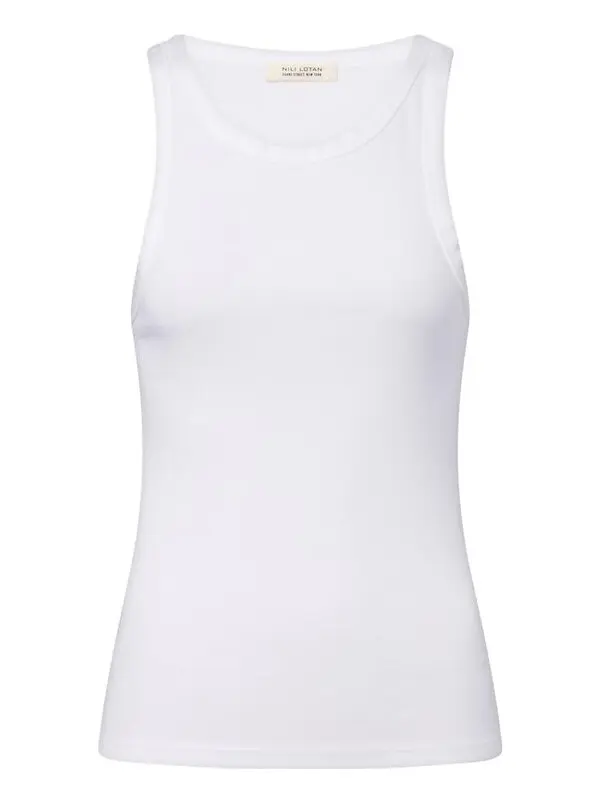 NILI LOTAN Jennifer Ribbed-knit Cotton Tank Top - White