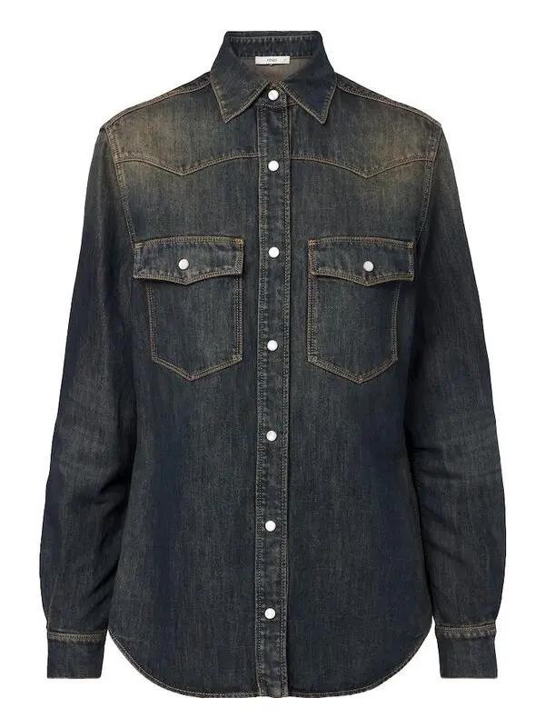 Fendi Cotton-blend Denim Shirt - Blue