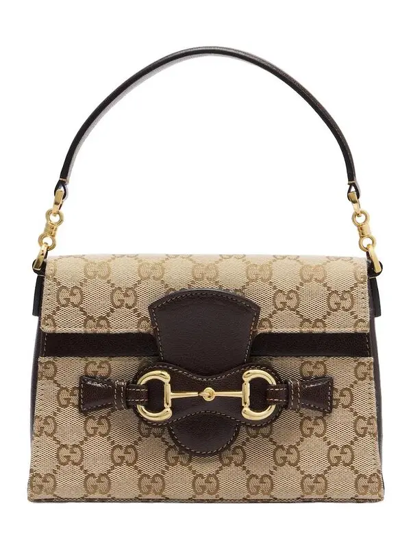 Gucci Horsebit Duomo Small Gg Canvas Top-handle Bag - Beige