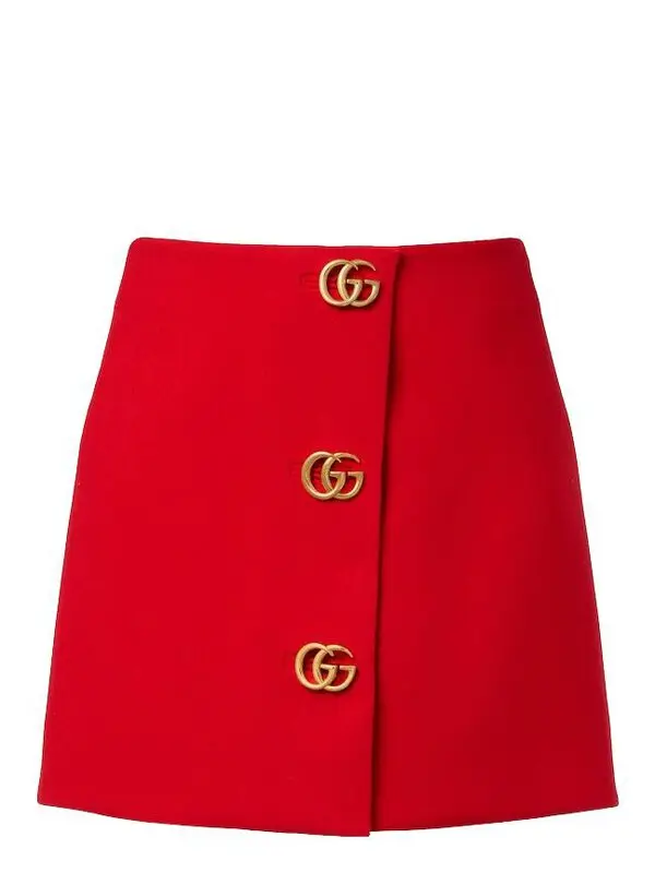 Gucci Double G Wool Crêpe Miniskirt - Red