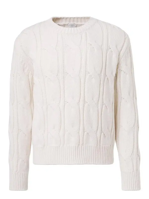 Eleventy Cable-knit Wool Sweater - White