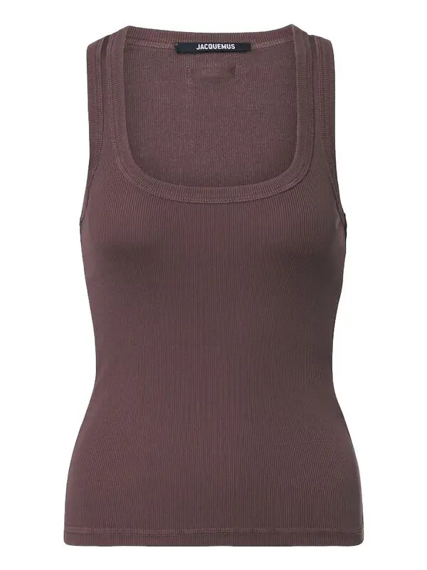 Jacquemus Grosgrain Cotton Jersey Tank Top - Brown