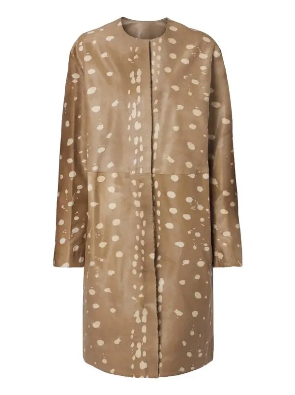 Loulou De Saison Liza Printed Leather Coat - Beige