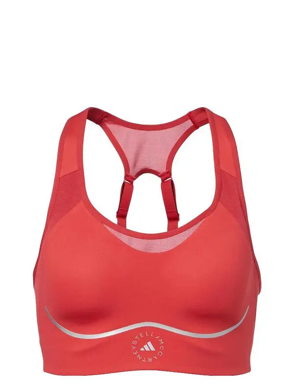 Adidas By Stella McCartney Logo Padded Jersey Sports Bra - Red