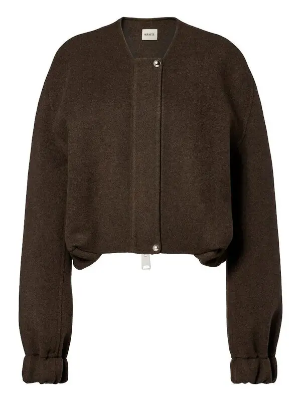 Khaite Cordan Wool Jacket In Army Melange - Brown