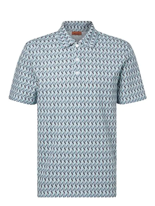 Missoni Zigzag Cotton Polo Shirt - Blue