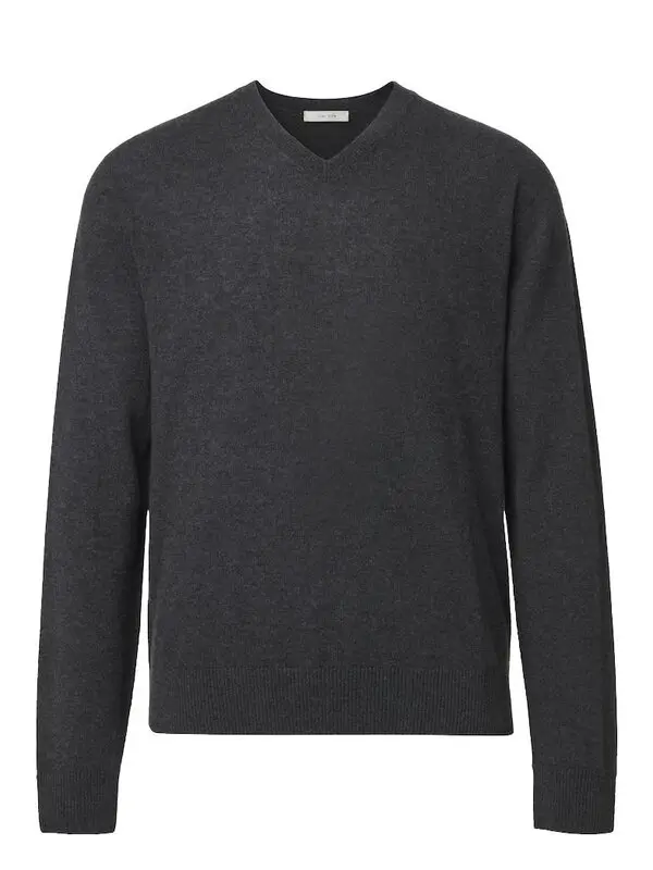 THE ROW Cashmere V-neck Sweater - Grey