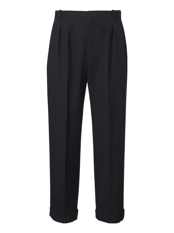 THE ROW Tavel Pleated Wool And Cashmere Straight Pants - Blue