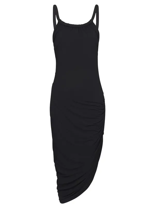 Balmain Long Draped Jersey Dress - Black