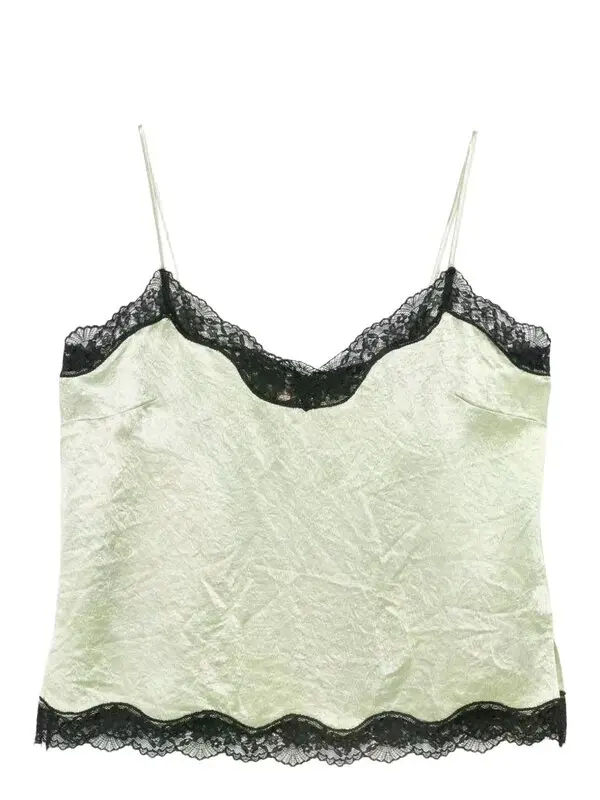 TWINSET Lace Trim Sweetheart Neck Blouse - Green