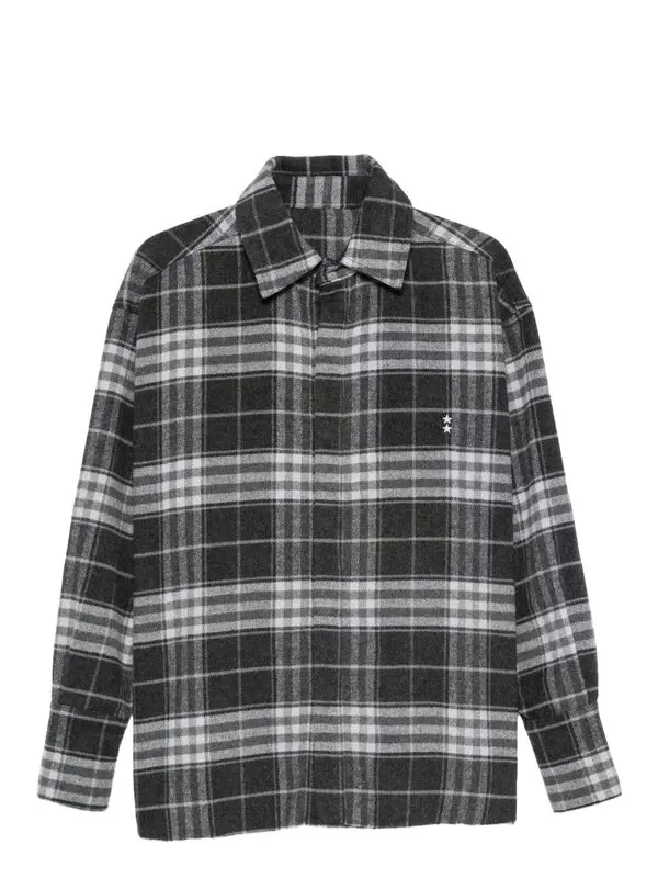 ICON DENIM LOS ANGELES Check-pattern Raw-cut Shirt - Grey