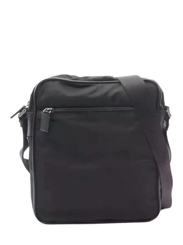 Prada Enamel Triangle Logo Shoulder Bag - Black