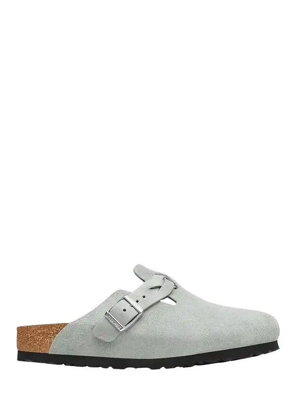 BIRKENSTOCK Boston Braided Suede Clogs - Grey