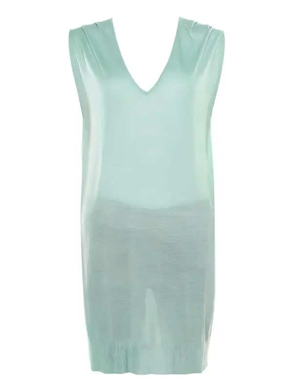 Paul & Joe Sleeveless V-neck Top In Cashmere-silk Blend - Green