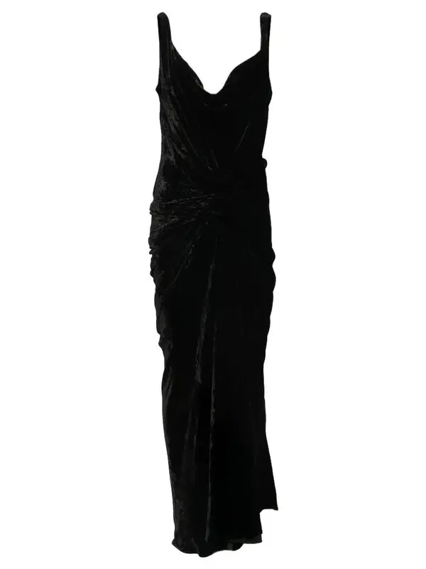 Rick Owens Draped Velvet Maxi Dress - Black