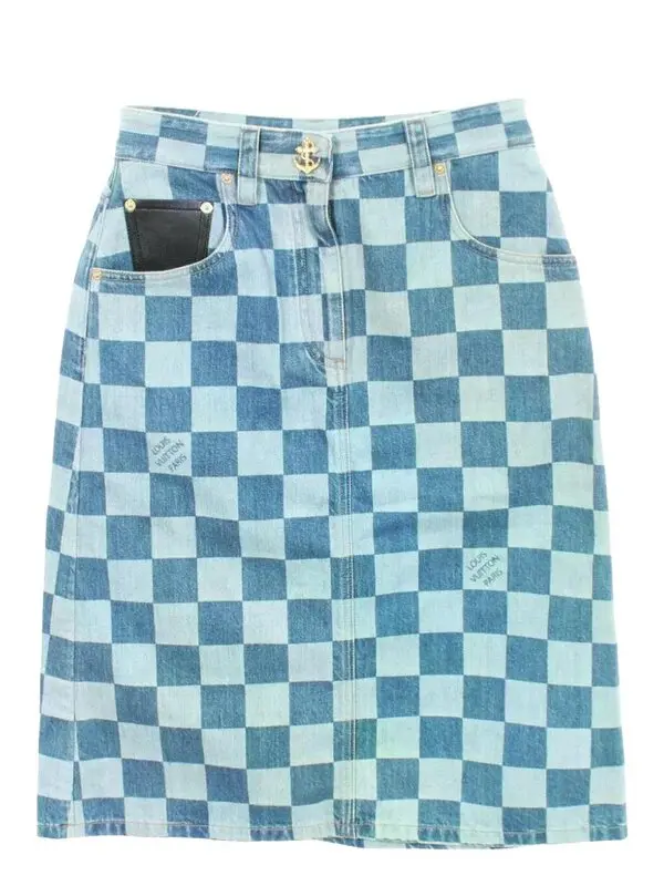 LOUIS VUITTON Damier Denim Skirt - Blue