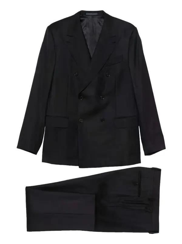 Caruso Norma Double-breasted Peak-lapel Suit - Black