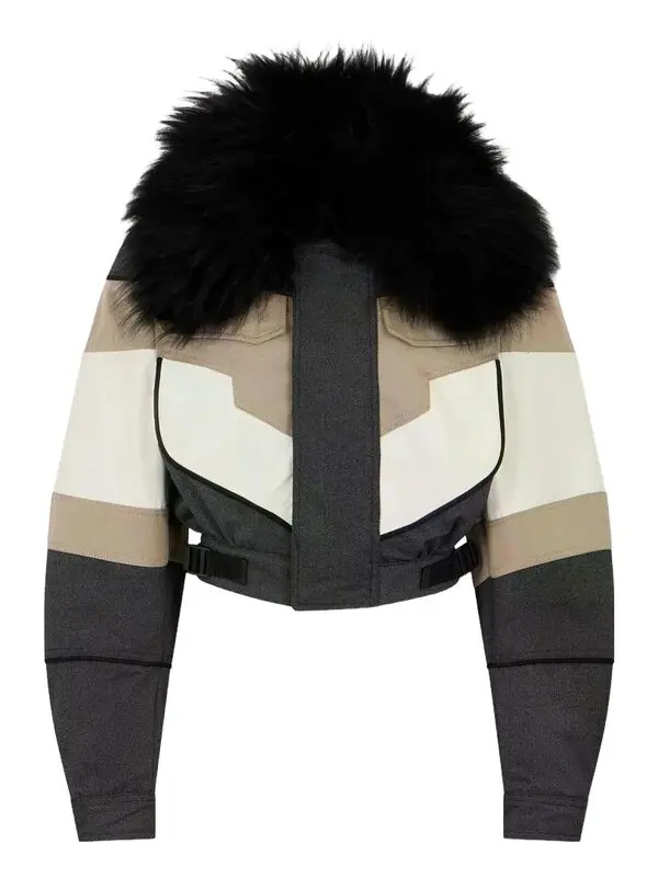 Dsquared2 Faux Fur Collar Color Block Ski Jacket - Grey