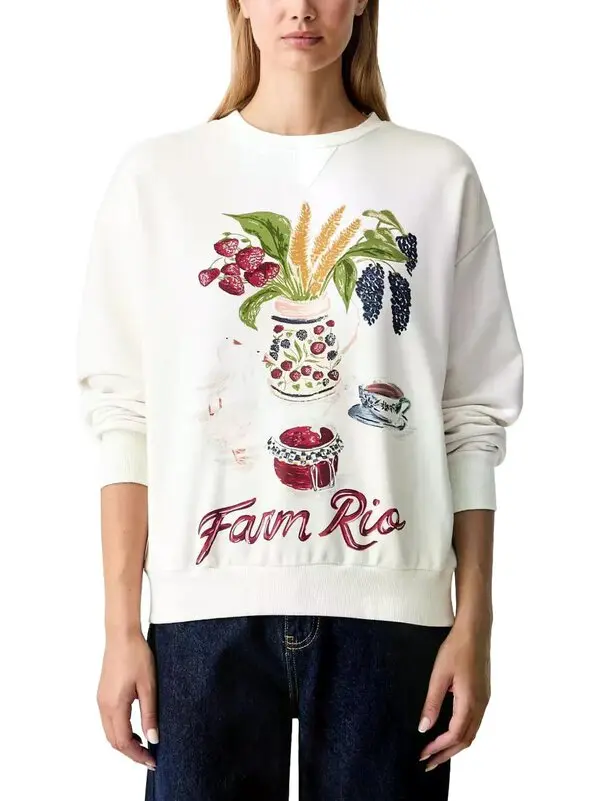 Farm Rio Off- Printed Graphic Sweatshirt - White