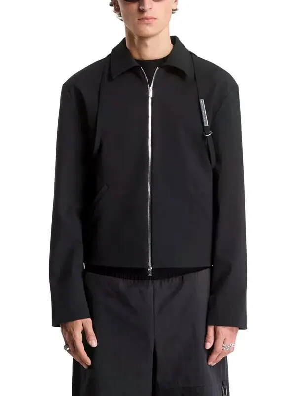 HELIOT EMIL Strap Detail Zip-up Jacket - Black
