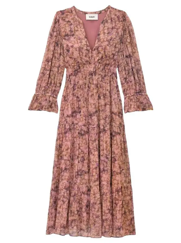 Ba&sh Floral-print Tiered Midi Dress - Pink