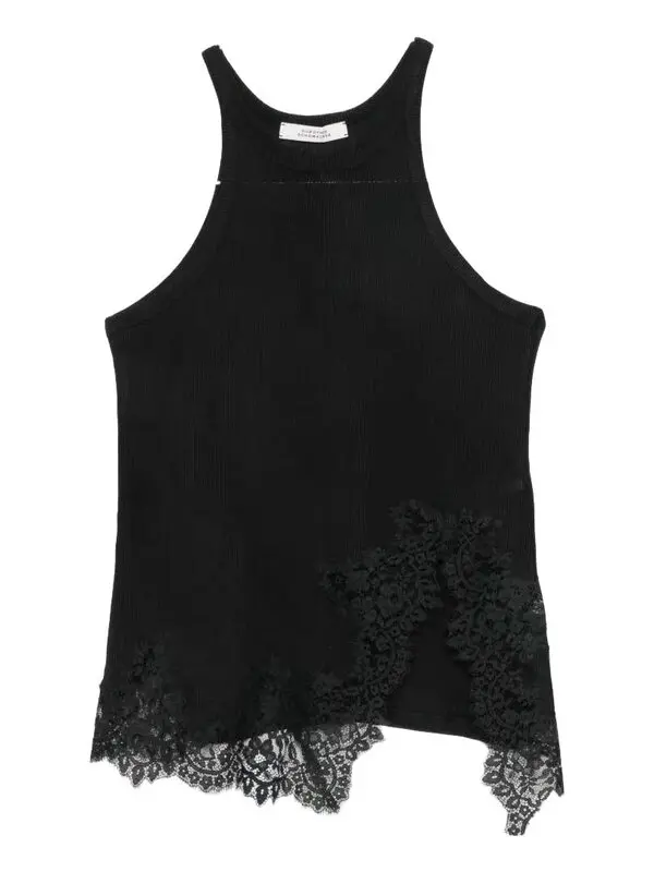 Dorothee Schumacher Lace-trimmed Ribbed Tank Top - Black