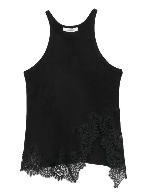 Dorothee Schumacher Lace-trimmed Ribbed Tank Top - Black