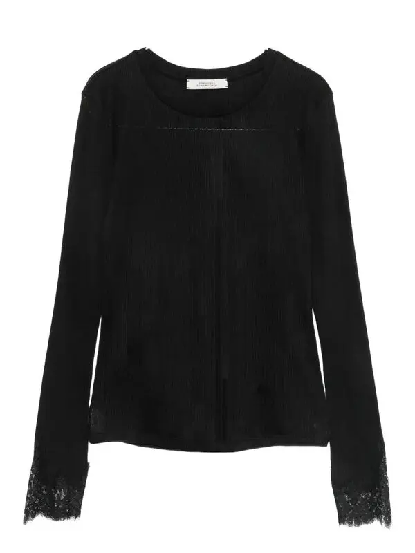 Dorothee Schumacher Lace-trim Long-sleeve T-shirt - Black