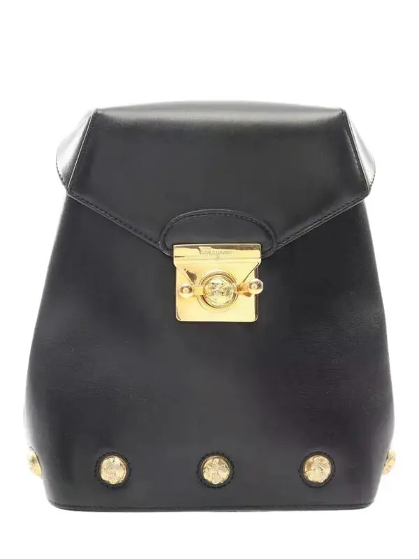 FERRAGAMO 2010s Heel Motif Backpack - Black