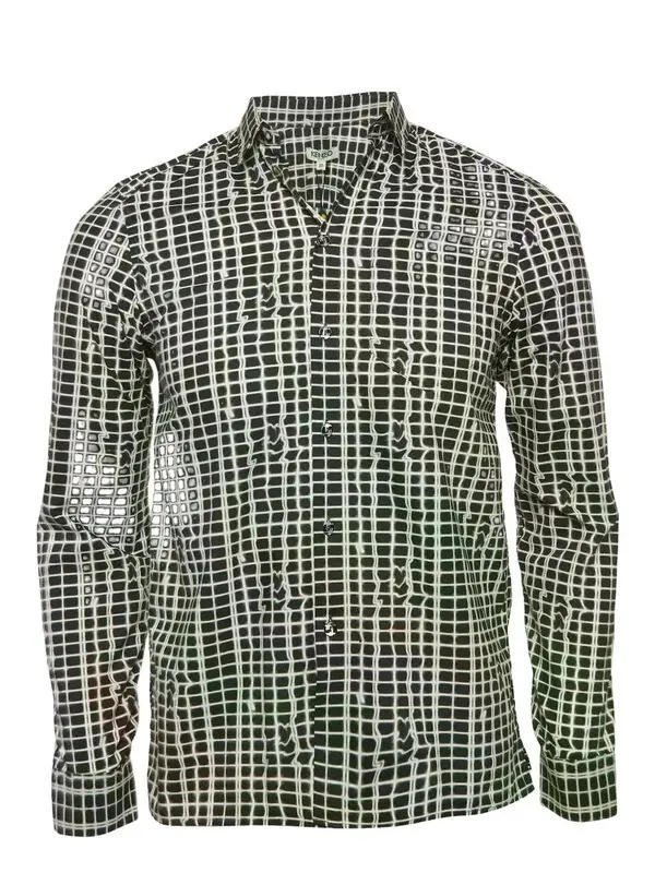 Kenzo Grid-print Shirt - Black