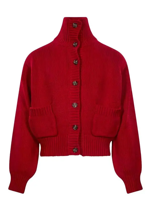 Magda Butrym Crochet-trim Ribbed Knit Cardigan - Red