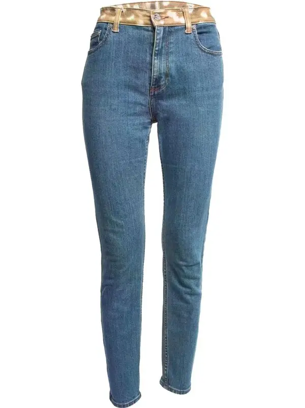 Burberry Patterned Waistband Jeans - Blue