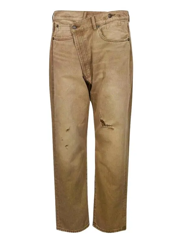 R13 Distressed Crossover Waist Jeans - Neutrals