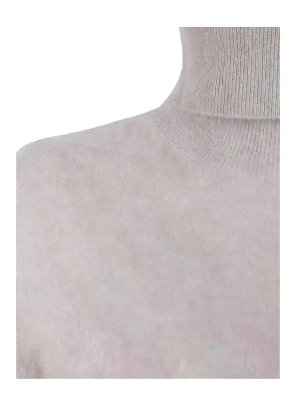 Seventy Brushed Cashmere Roll Neck Short Sleeve Sweater - Brown