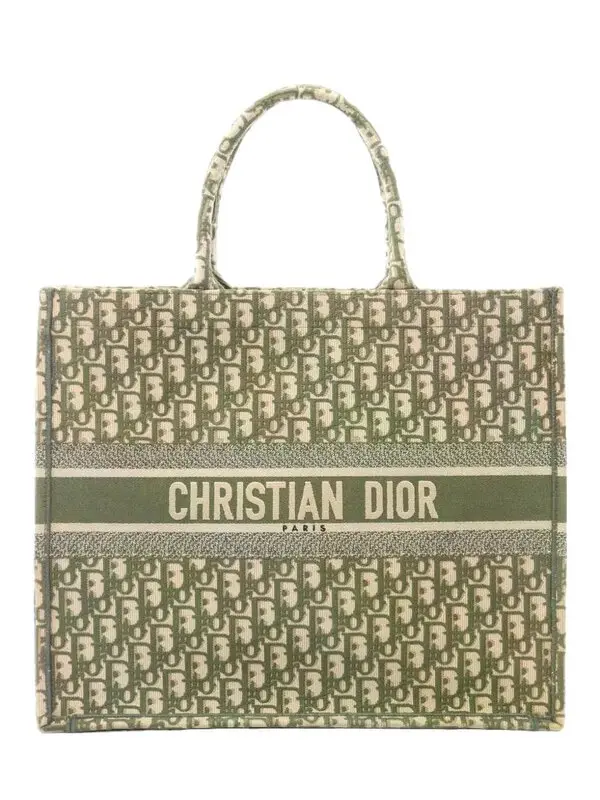 Dior 2000s Book Tote Oblique Tote Bag - Green
