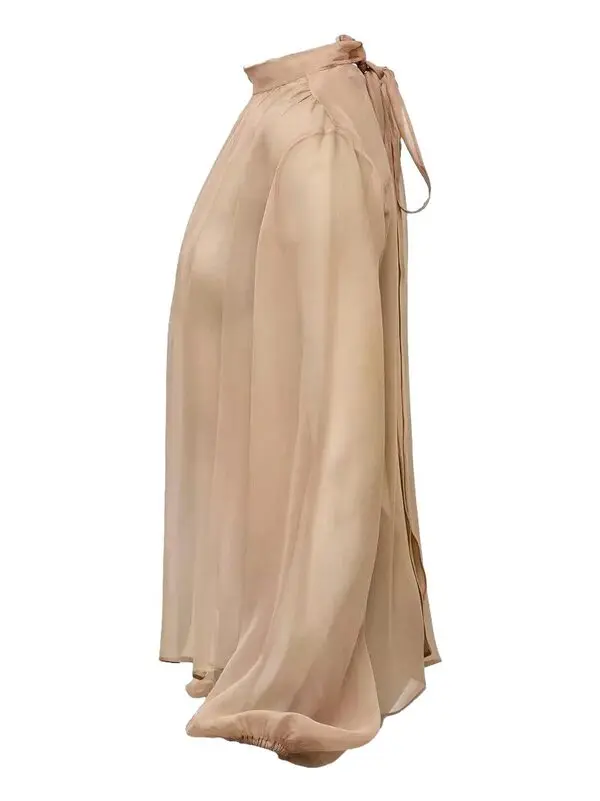 N°21 Sheer Pussy-bow Blouse - Neutrals