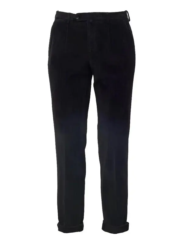 BRIGLIA 1949 Pleated Corduroy Trousers - Black