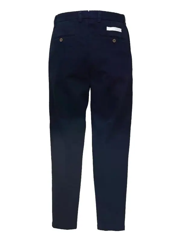 BRIGLIA 1949 Navy Pleated Cotton Trousers - Blue